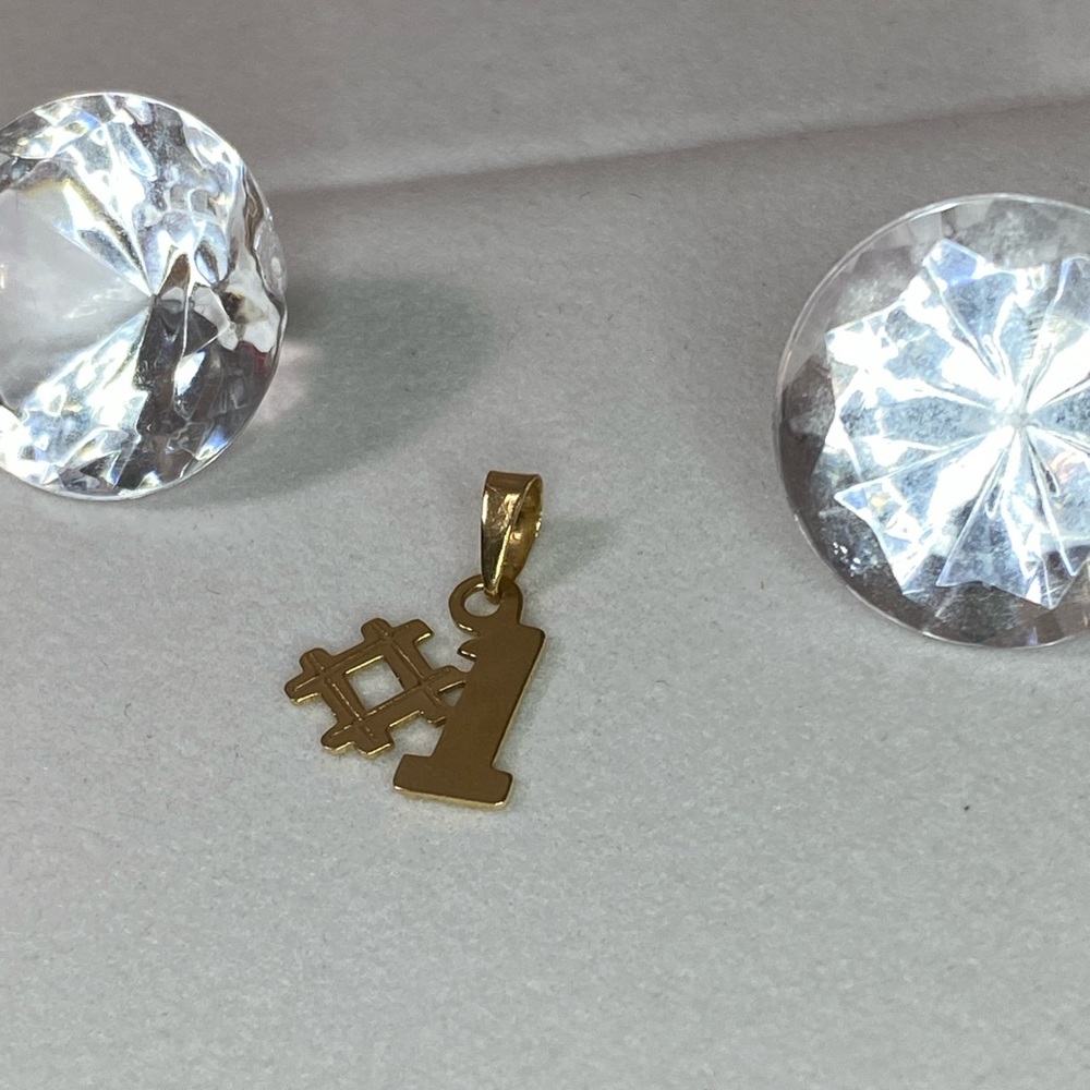 14k Yellow Gold Number 1 Pendant Real Gold - Gem